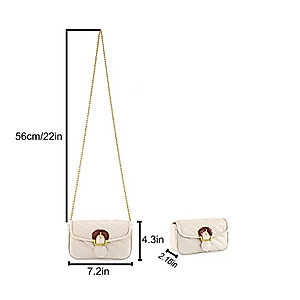 Ayliss Mini Women Crossbody Handbag Purse Shoulder Handbag Evening Clutch Cellphone Wallet PU Leather Chain Bag (Beige, Mini)
