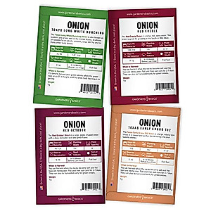 Onion Seeds for Planting - 8 Long and Short Day Varieties Yellow, Red, White, Sweet and Green Onions for Summer, Fall, Onion Seed by Gardeners Basics