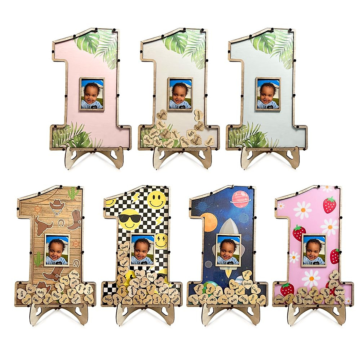 My First Rodeo Birthday - Cowboy - Cowgirl Birthday Birthday Centerpiece - 1st Birthday Decorations - Guest Book Alternatives -First Birthday Number One Shaped Photo Frame - 1st Rodeo Birthday Centerpiece Keepsake (My First Rodeo)