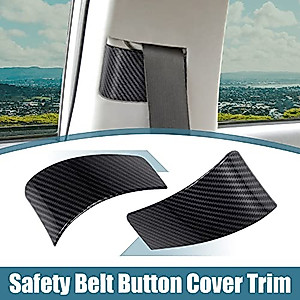X AUTOHAUX 1 Pair Safety Belt Button Cover Trim for Dodge Challenger 2015-2021 Carbon Fiber Pattern Black Decoration Sticker