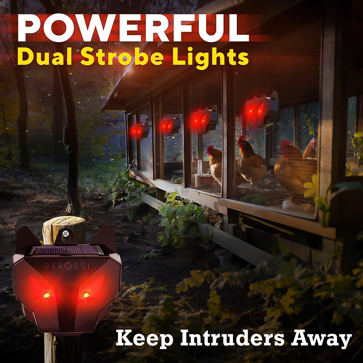 Solar Nocturnal Animal Repeller 4 Pack - Effective Repellent Device for Coyote, Deer, Fox, Raccoon, Skunk - Powerful Outdoor Coyote Deterrent - Predator Lights for Chicken Coop, Farm, Yard, Garden