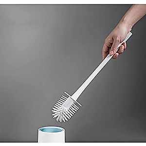 Toilet Brush Floor-Standing Punch Long Handle Soft Brush for Washing Toilet No Dead Ends Toilet Bowl Brush Home Toilet Cleaning Tools Bathroom Toilet Brush Holder Furniture (Color : Blue)
