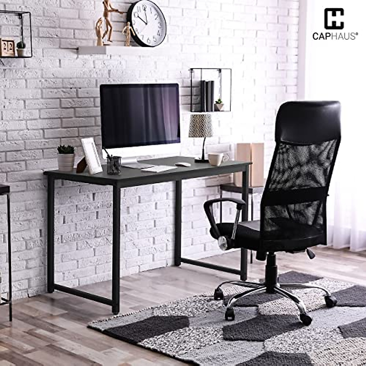 CAPHAUS 47 Inch Computer Desk, Home Office Desk, Modern Work Desk, Writing Desk for Small Space, Simple Desk for Home Use & Office, PC Table, Gaming Desk, Space-Saving Workstation, Black