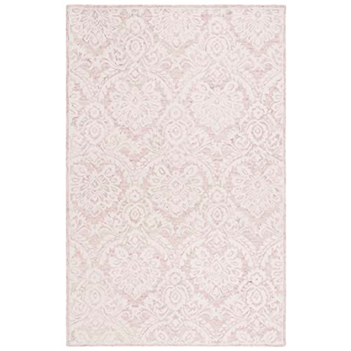 Safavieh Blossom Collection 8' x 10' Pink/Ivory BLM106U Handmade Damask Wool Area Rug