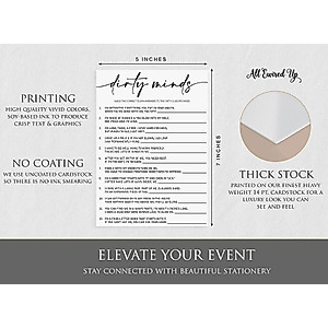 All Ewired Up 50 Funny Bridal Shower Game Dirty Minds Game (50-Cards) Bachelorette Party Wedding Engagement Rehearsal Dinner Activity, Minimalist