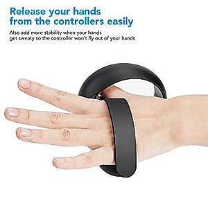 [Newer Version] Mocoe Strap for Adjustable Wrist Strap compatible with Oculus Quest/Oculus Rift S Touch Controller Grip Accessories (Black, 1 Pair)