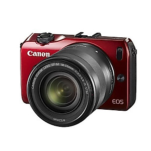 Canon EOS-M Mirrorless Digital Camera with EF-M 18-55mm f/3.5-5.6 IS STM Lens (Red) - International Version (No Warranty)