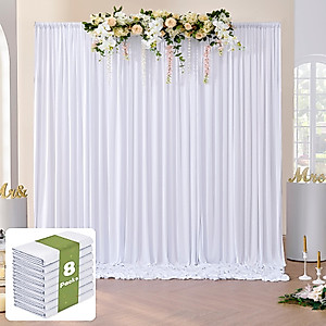 40 ft x 10 ft Wrinkle Free White Backdrop Curtain Panels, Polyester Photography Backdrop Drapes, Wedding Party Home Decoration Supplies