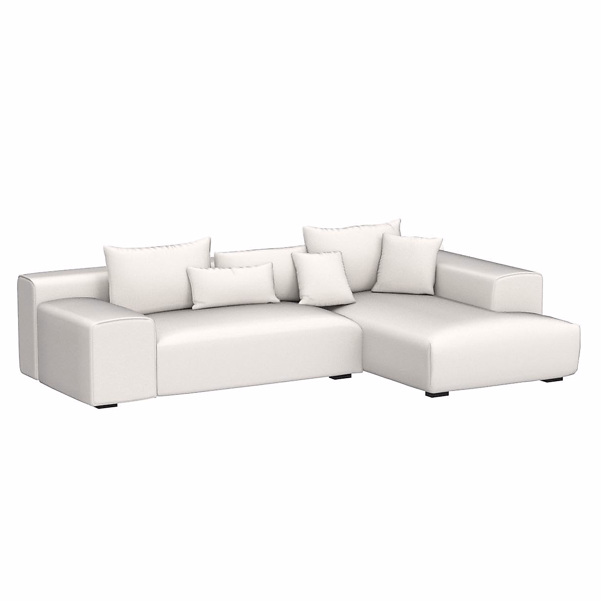 Acanva Modern Minimalist Sofa with Extra Deep Seats for Living Room, Bedroom and Lounge, L-Shaped Sectional Couch with Right Chaise,White