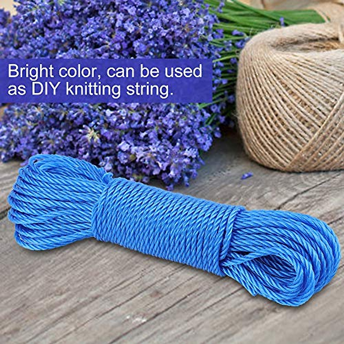 Multi-Functional Nylon Rope Cord String Washing Line Climbing Traction Tying Shade Net Rope for Camping Outdoor Garden Garage Clothesline 20M / 65.6 ft(Blue)