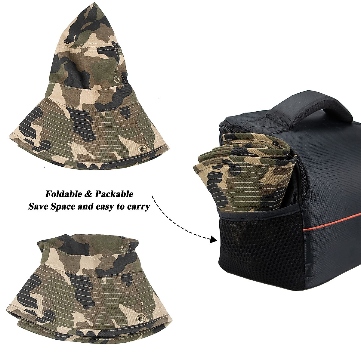 Toddler Sun Hat Bucket Boys-Camouflage Fishman Cap Packable (Camo,52cm Suggest for 2-3years Old Kids)