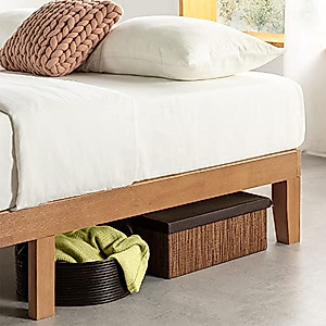Mellow 12" Classic Solid Wood Platform Bed Frame w/Wooden Slats (No Box Spring Needed), Natural, Queen Size