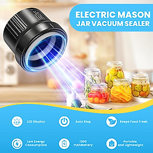 Mason Jar Vacuum Sealer, Upgrade 3-in-1 Mason Jar Vacuum Sealer Kit for Wide Mouth and Regular Mouth Mason Jars, Automatic Vacuum Sealer for Jars Food Storage, Vacuum Bags, Can Opener