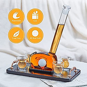 Golf Decanter Whiskey Decanter Set with 4 Golf Ball Whiskey Glasses - Unique Golf Gifts for Men - 750ML Golf Themed Liquor Decanters for Alcohol, Bourbon, Scotch, Vodka, Tequila, Wine
