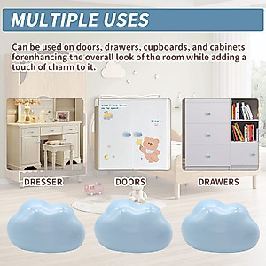 Bmgop 8PCS Ceramic Cabinet Knobs Cloud Shape Drawer Knobs Blue Nursery Dresser Knobs, Cute Drawer Handle Pulls for Closet Cupboard Wardrobe