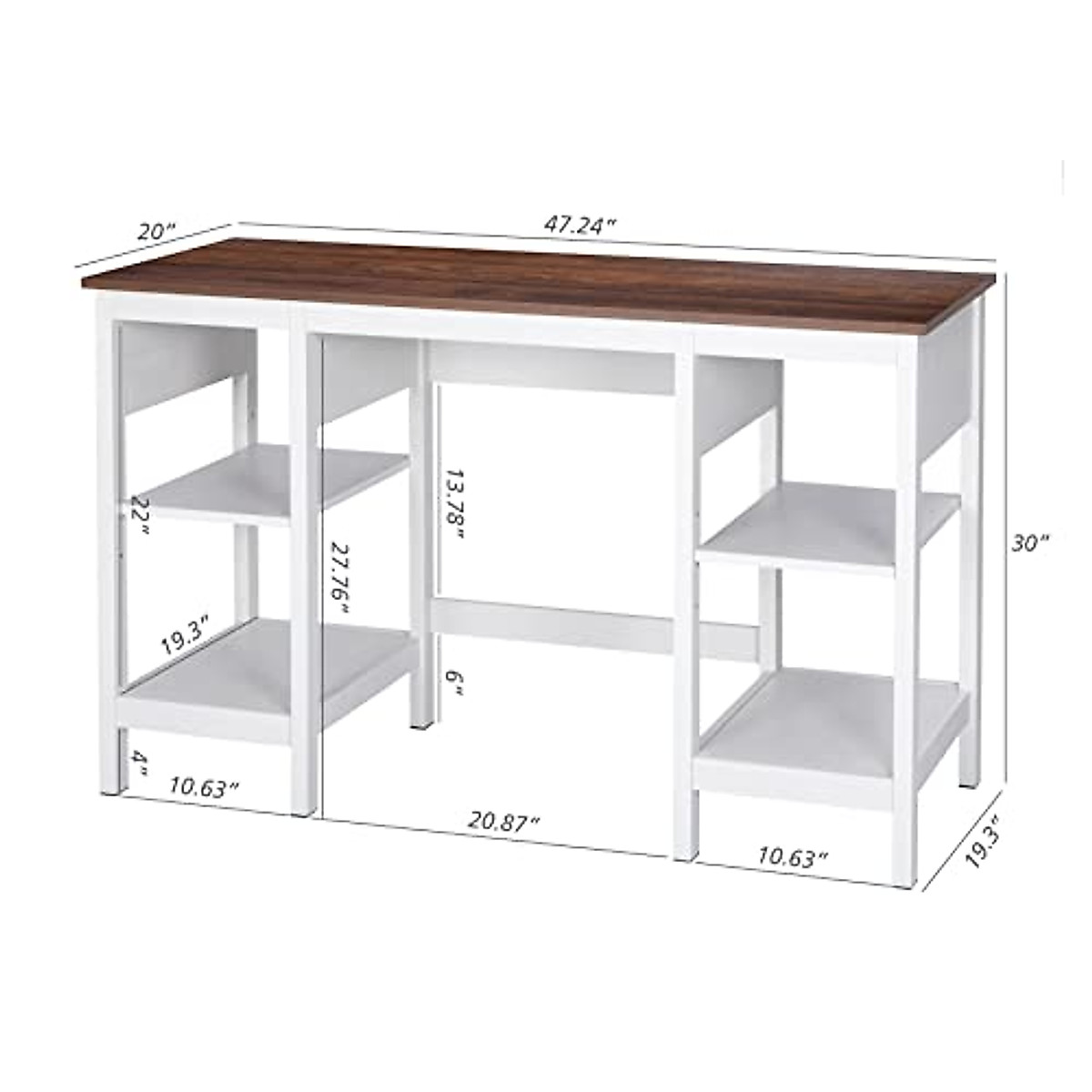 Spirich Home Office Computer Desk, 47 Inch Modern Rustic Wood Study Writing Table with Open Storage Shelves