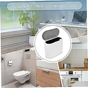 CRILSTYLEO Garbage Can Trash Can with Lid Toilet Trash Can Recycling Bin Reusable Trash Can Office Trash Can Trash Can Bathroom with Lid Litter Trash Can Trash Bin with Lid Abs White