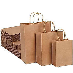 Packanewly Kraft Paper Bags with Handles, 36 PCS Brown - Eco-Friendly Gift Bags - Mixed Sizes: Small, Medium & Large for Retail, Gift, Shopping, Wedding, Birthday & Parties
