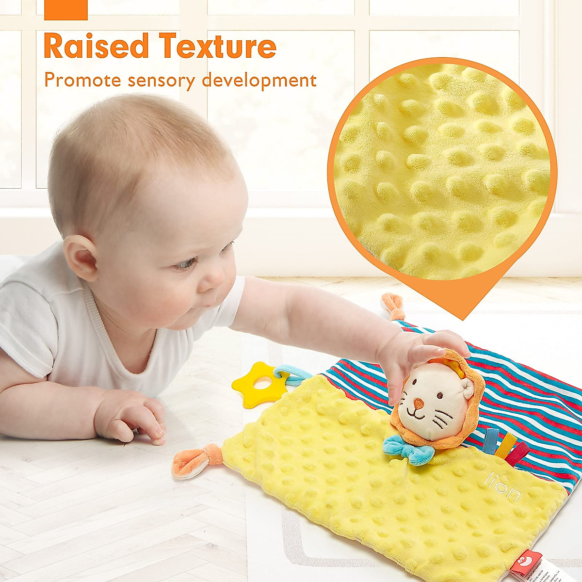 hahaland Baby Stuff Loveys for Babies Lion Security Blanket with Baby Teething Toys 0-3-6-12 Months Baby Gifts for Newborn Baby Boys Girls Infant Toys