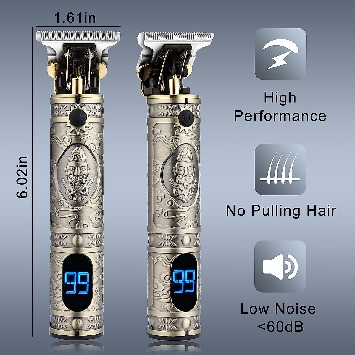 EHJYO Ear and Nose Beard Hair Trimmer for Men Professional Rechargeable Nose Beard Hair Trimmer/Clipper, Electric Shaver Hair Remover for Eyebrow/Ear & Facial LCD Diaplay-Gold