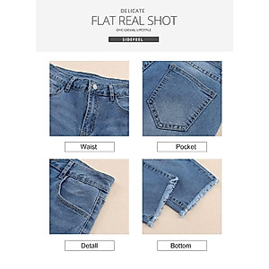 Sidefeel Jeans for Women Trendy 2024 High Waisted Stretchy Straight Leg Capri Denim Pants Sky Blue Size 18