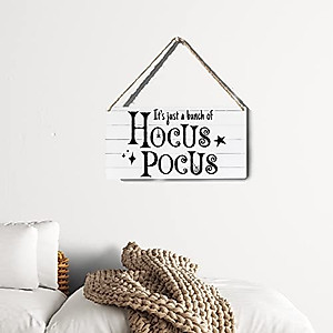 Funny Sign Decor It's Just a Bunch of Hocus Pocus Wooden Sign Plaque Wall Hanging Posters Artwork 12”X6” Rustic Home Decoration