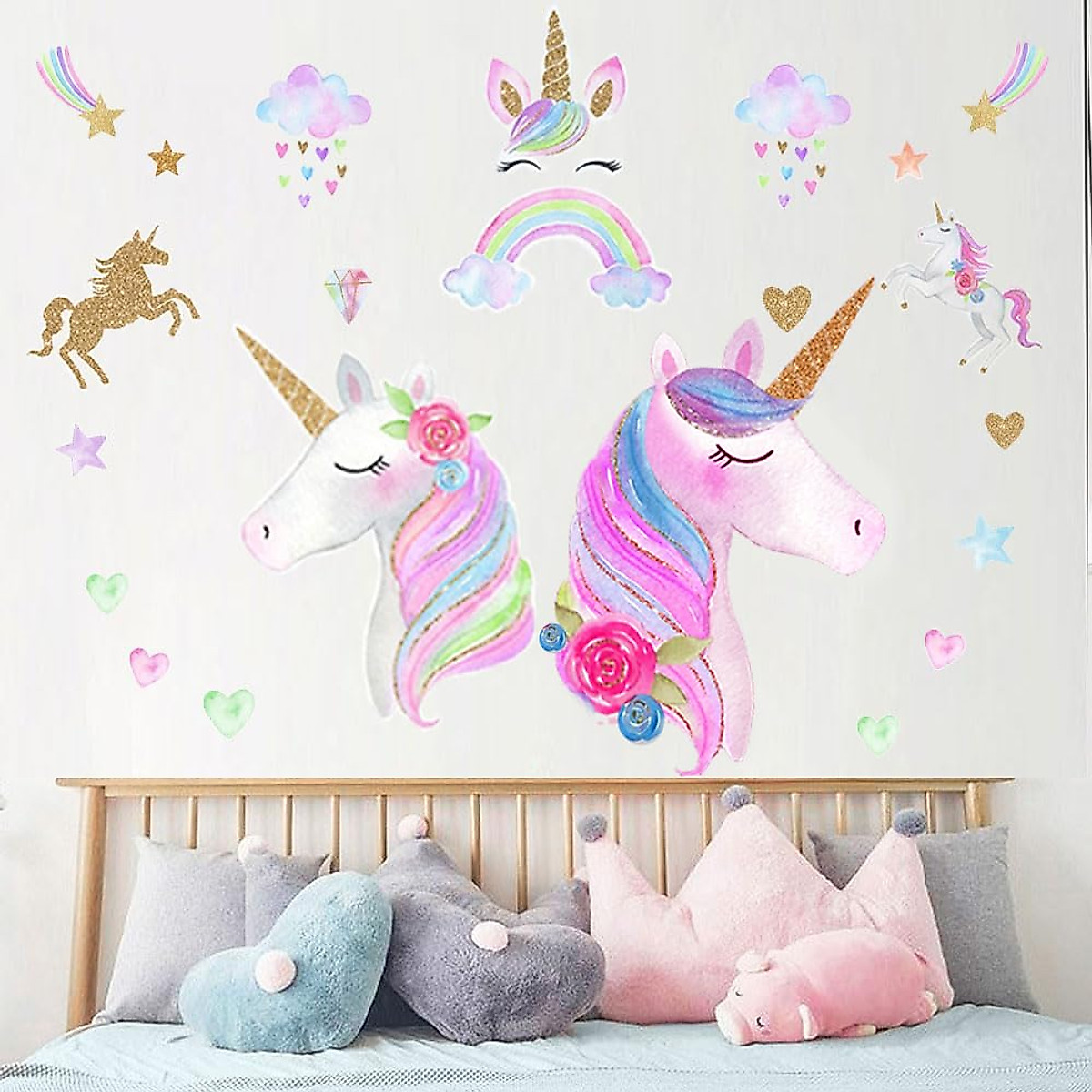 Unicorn Wall Decal, Unicorn Stickers Children's Room Princess Decoration Wall Kids Room Wall Decor Pink Wall Decals Unicorn Bedroom Decor for Girls