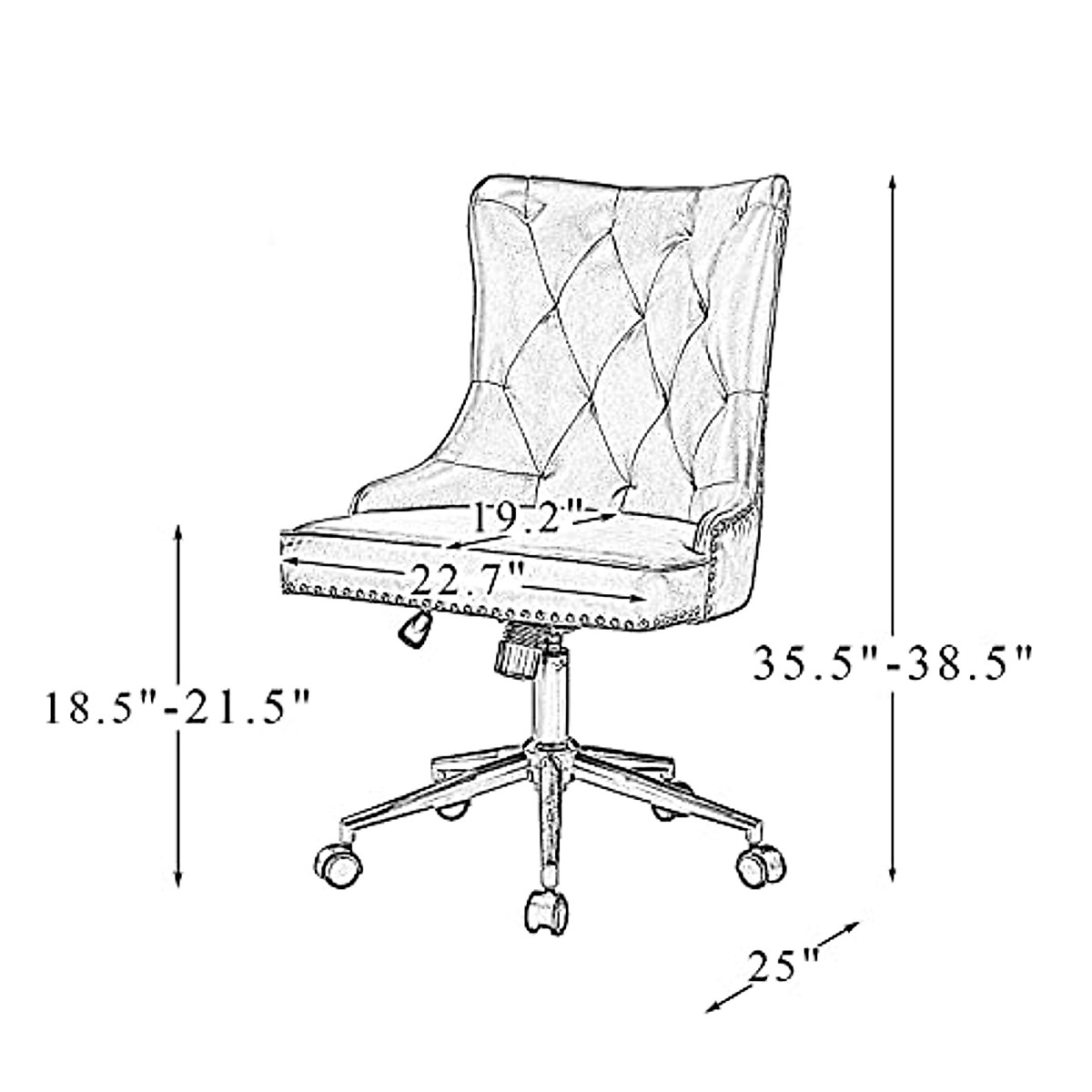 HULALAHOME PU Leather Office Chair Armless, Home Office Leisure Chair Ergonomic Mid-Back PU Leather Armless Chair Upholstered with 5 Rolling Casters, Height Adjustable Swivel Task Chair, SAGE