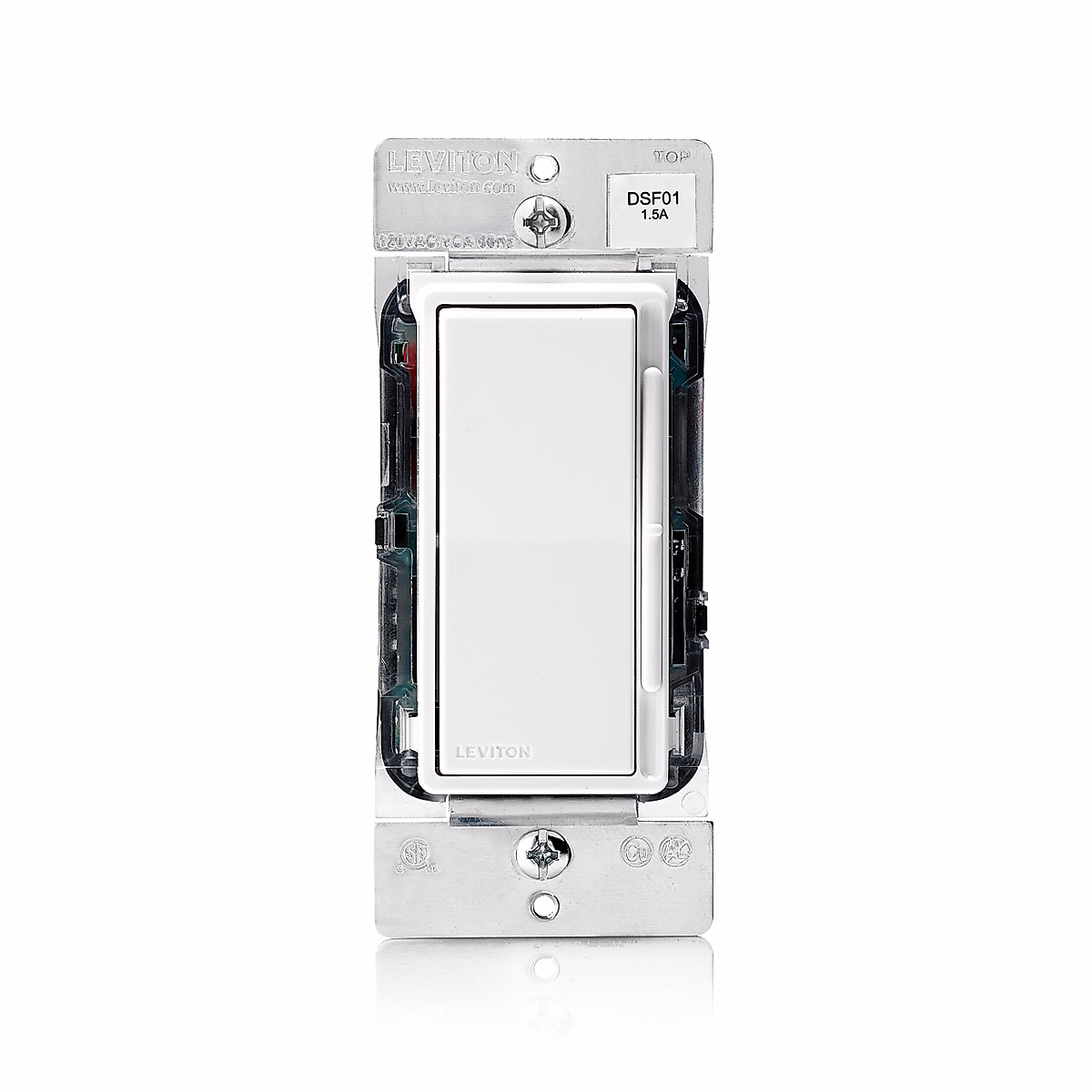 Leviton DSF01-10Z Decora Rocker Slide 1.5A Quiet Fan Speed Control, White