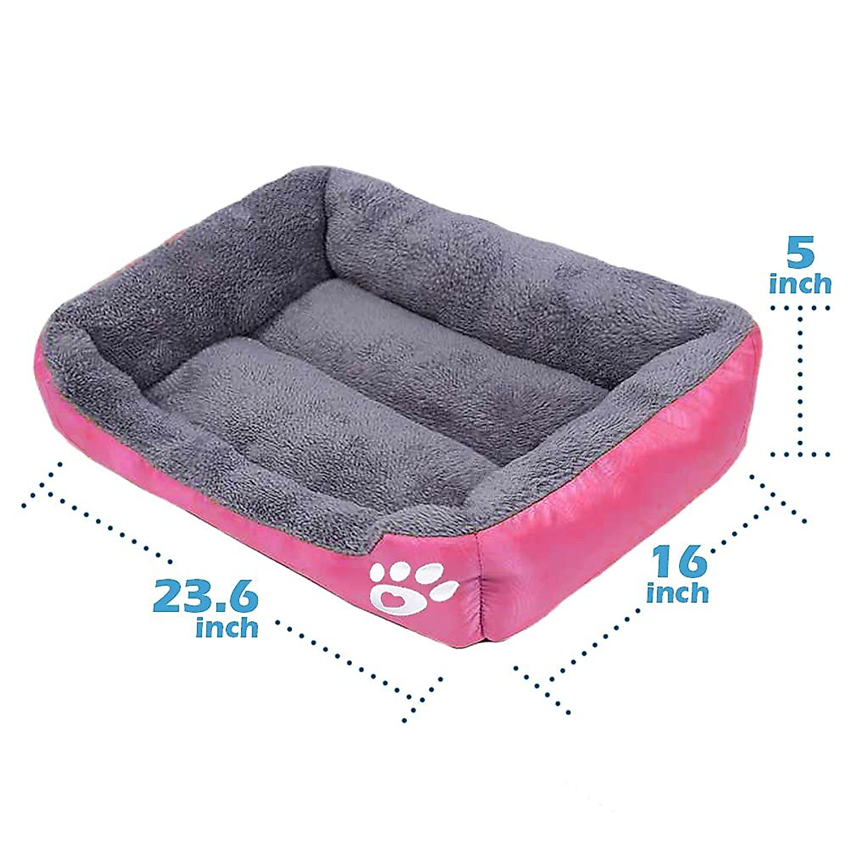 Rectangular Dog Cat Beds Mattress Washable Pads Room, Soft Winter WarmPlush Faux Fur Sleeping Pet Fleece Bed Mat for Small Doggy Kitten Puppy, with Anti-Slip Waterproof Bottom, (Pink)