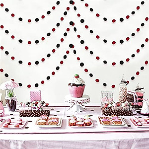 Red and Black Circle Garland, UNIIDECO Paper Dots Banner, Happy Birthday Baby Bridal Shower Bachelorette Party Streamer Backdrop Supplies, Classroom Cieling Bulletin Board Decor