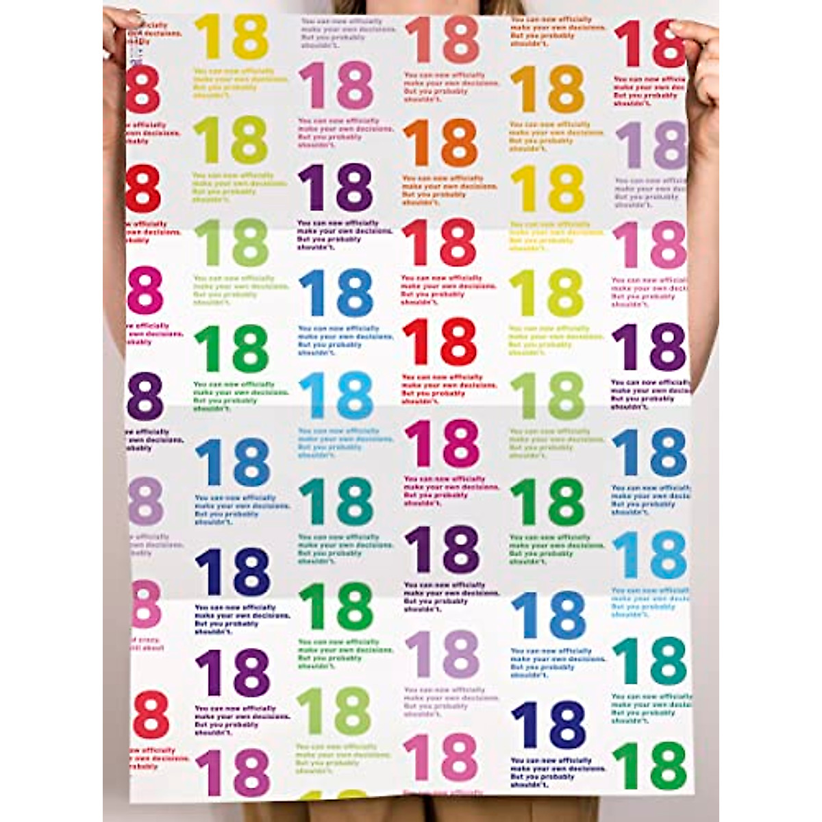 CENTRAL 23 Funny Wrapping Paper - 6 Sheets Gift Wrap With Tags - 18th Birthday Wrapping Paper - Recyclable