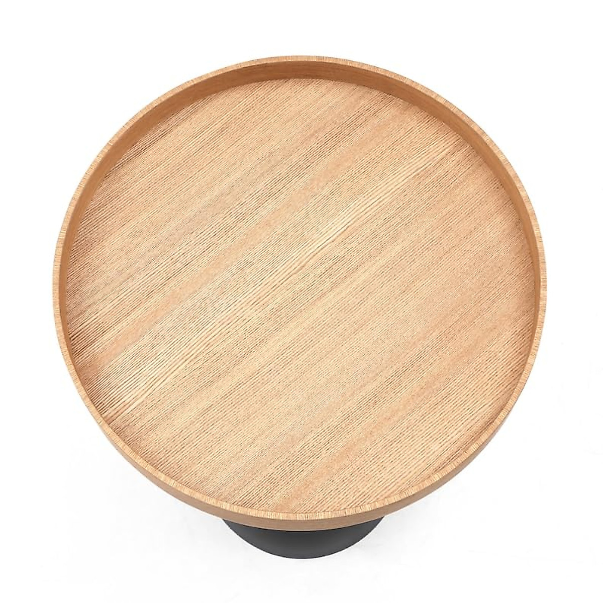 Round Pedestal Side Table | Ash Veneer Top | End Table | Night Stand | Plant Stand | Modern | Mid Century | Living Room