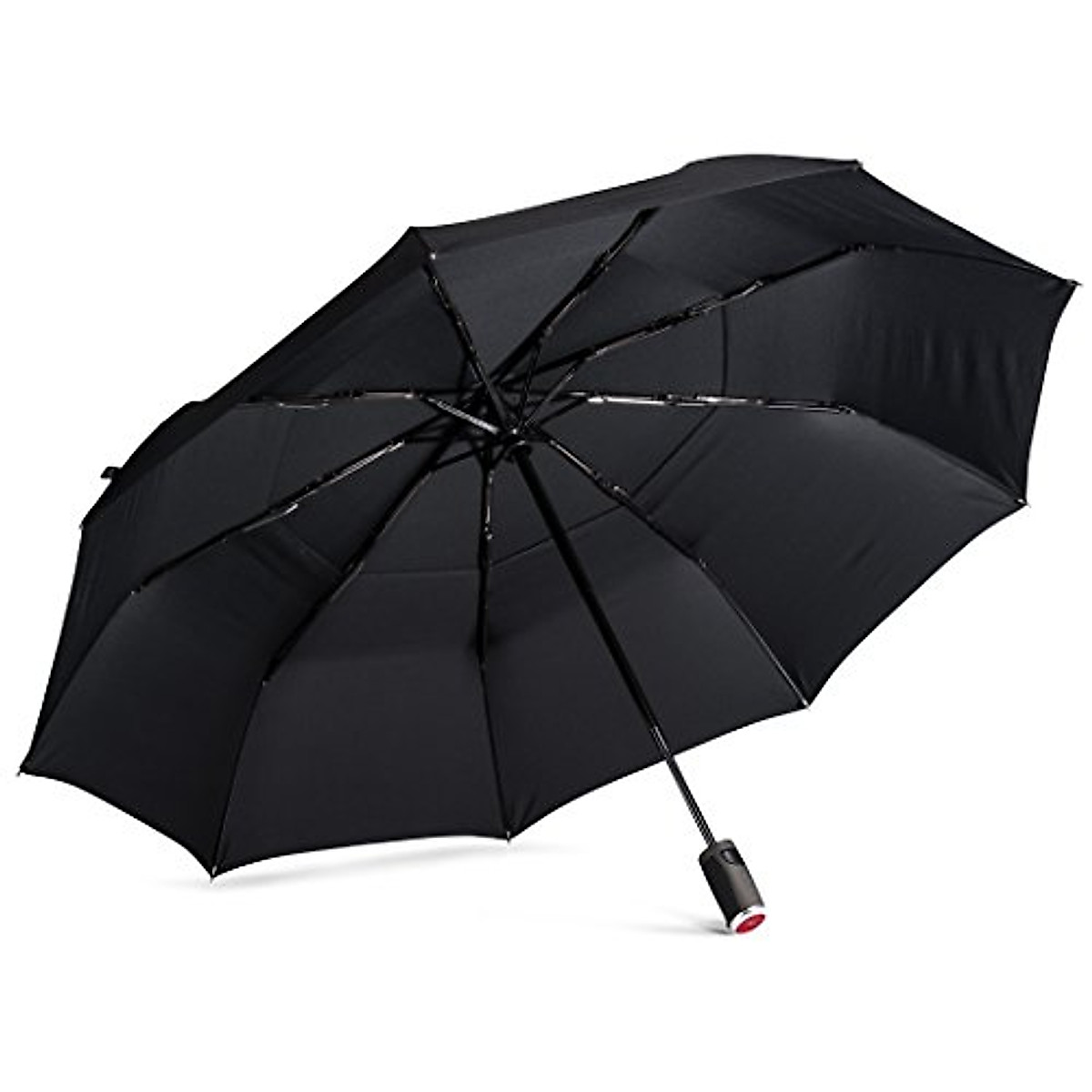 LifeTek Windproof Travel Umbrella - Compact, Automatic, Wind Resistant, Strong and Portable - Small Folding Backpack Umbrella for Rain Perfect for Men and Women - FX2 45 inch Black