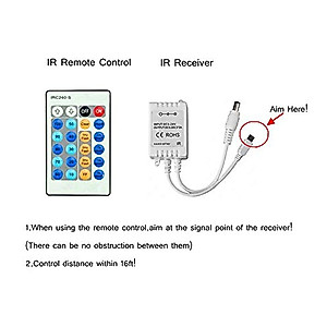 Xking IRC240-S 24 Key IR Remote Led Dimmer Controller for 5050 3528 5630 Single Color Flexible Led Strip Rope Lights Dimmer，12v 6a,DC5.5 * 2.1mm Port