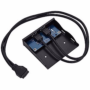 ASHATA USB Front Panel,USB 3.0 Floppy Front Panel with 2-Port,3.5 inches Floppy Bay 19 Pin to 2 Interface USB3.0 HUB