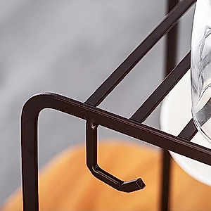 GWEOBZ 2 Pack Cup Organizer for Kitchen Cabinets Metal Mug Holders Stand for Counter Universal Wire 6 Hooks Cup Display Rack- Brown (2)