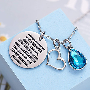 LParkin You are Braver Than You Believe Awareness Necklace Birthstone Graduation Gift Best Friend Encouragement Gifts …