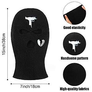 2PCS Ski Cycling Knitted Full Face Cover Winter Balaclava Warm Mask Outdoor Sports for Men Women (Pink & Black)