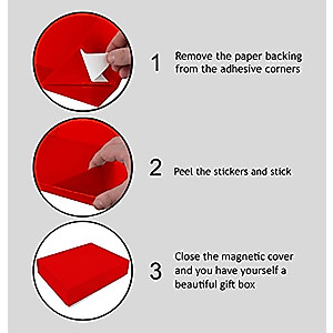 Purple Q Crafts 5 Pack Red Hard Gift Box with Magnetic Closure Lid 7" x 5" x 1.6" Rectangle Boxes For Gifts With Black Glossy Finish (5 Boxes)