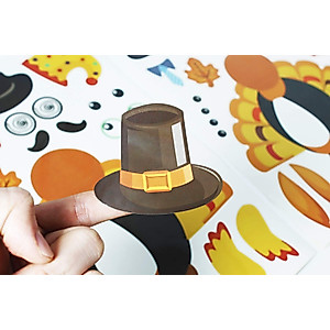 Thanksgiving Stickers 20 Sheets 13 x 9 inchi Make-A-Turkey Stickers Decals for Fall Autumn Harvest Crafts Scrapbooking Kids Party Games Favors Supplies - DIY Required