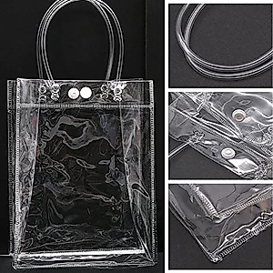 inheming 10 PCS Clear Gift Tote Bags for Party Favor, 5.9 x 2.8 x 7.9 inch Transparent Gift Wrap Bag with Handles, Reusable Shopping Retail Business Boutique Birthday Wedding Party Favor Bags