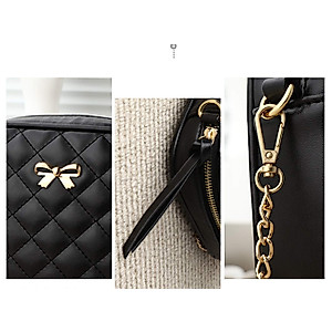 H HANBELLA - A FASHION TRENDY COLLECTION. FOREVER. - Womens and Girls Black Crossbody Bag Quilted Leather Pocketbook Handbag - Teen Girls Shoulder Purses Cute Satchel