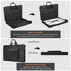 Nicpro Upgrade Art Portfolio Bag 24 x 36 Inches Waterproof Artist Carrying Bag Hard Side Sturdy with Strap, Storage for Artwork Sketch Drawing Photography
