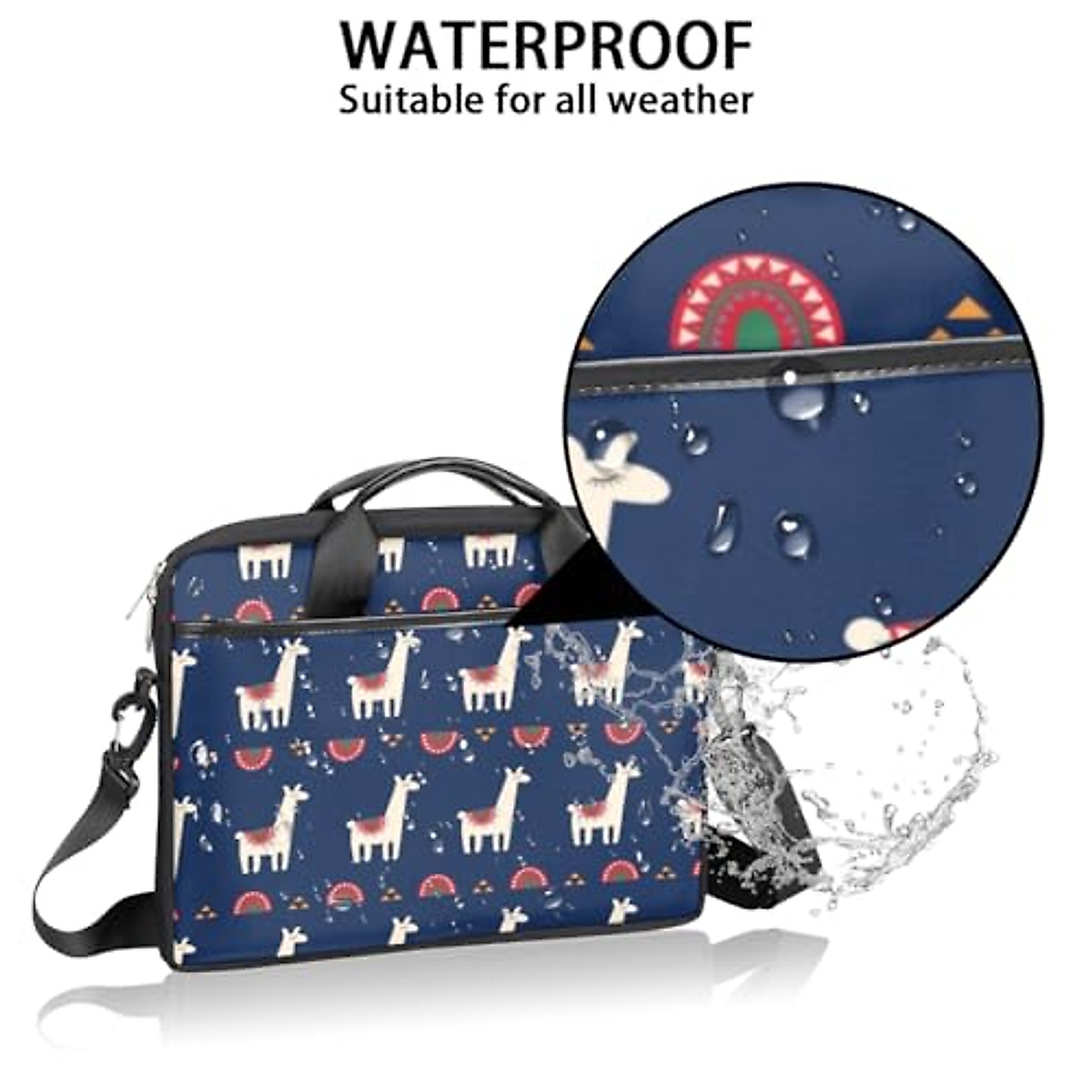 Cute Llama Laptop Computer Bag Waterproof Shoulder Messenger Bag 13-15 inch Durable Laptop Tote Bag with Shoulder Strap Handle Lightweight Crossbody Briefcase