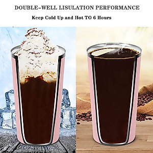 Insulated Coffee Mug with Lid, 18oz Vacuum Stainless Steel Tea Tumbler Cup, Durable Double Wall Leak-Proof Reusable Coffee Cup Thermos Mug for Travel Office School Party Camping (Pink)