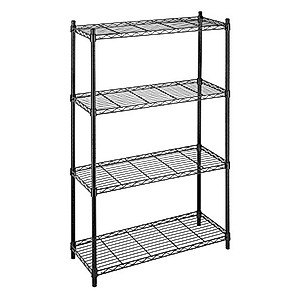 Whitmor Supreme 4 Tier Shelving with Adjustable Shelves and Leveling Feet - Black