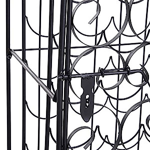 HOMCOM 35 Bottle Wrought Iron Wine Rack Jail with Lock - Black