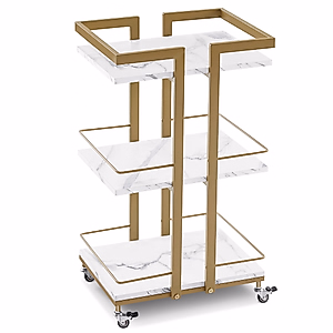 BarberPub Utility Manicure Trolley Metal Storage Rolling Barber Cart with Wheels Multi-Purpose Rack Heavy-Duty Trolley 2033 (White)