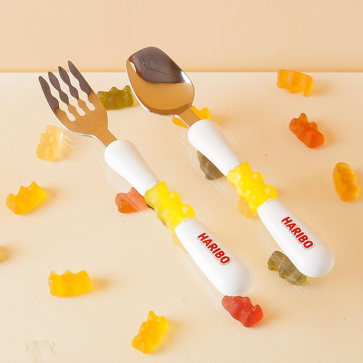 HARIBO Goldbear Fork - Kids & Toddlers Plastic Flatware with HARIBO Goldbear Figure Handle, Kids Eating Utensils for 4 years + Child, BPA Free Silverware for Kids (Green)